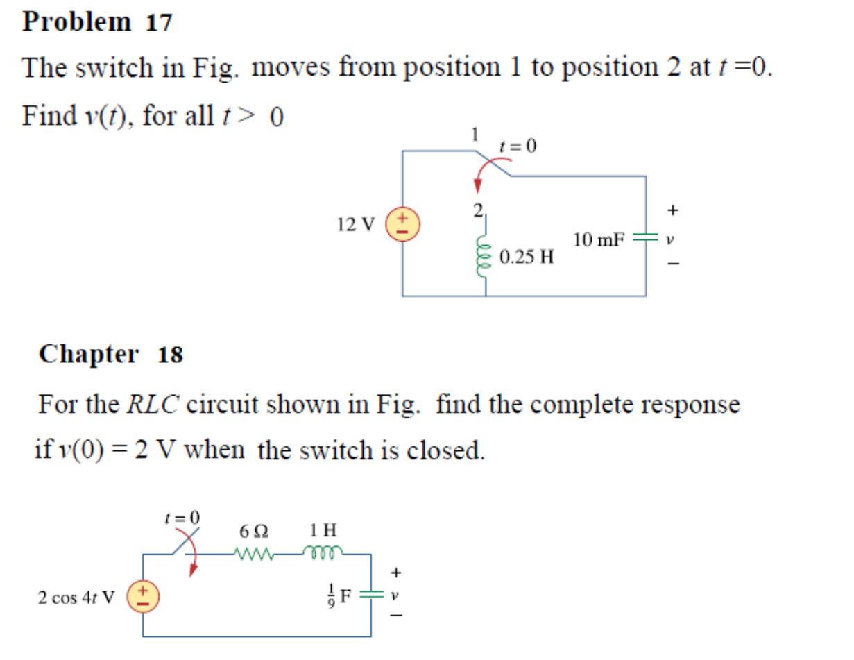 Solved Problem 17The switch in Fig. moves from position 1 | Chegg.com