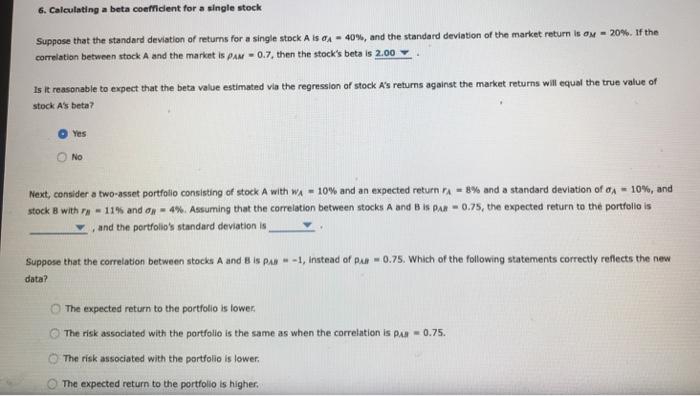 Solved 6. Calculating a beta coeffident for a single stock | Chegg.com