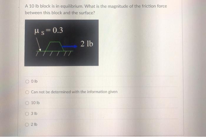 Solved A 10 lb block is in equilibrium. What is the | Chegg.com