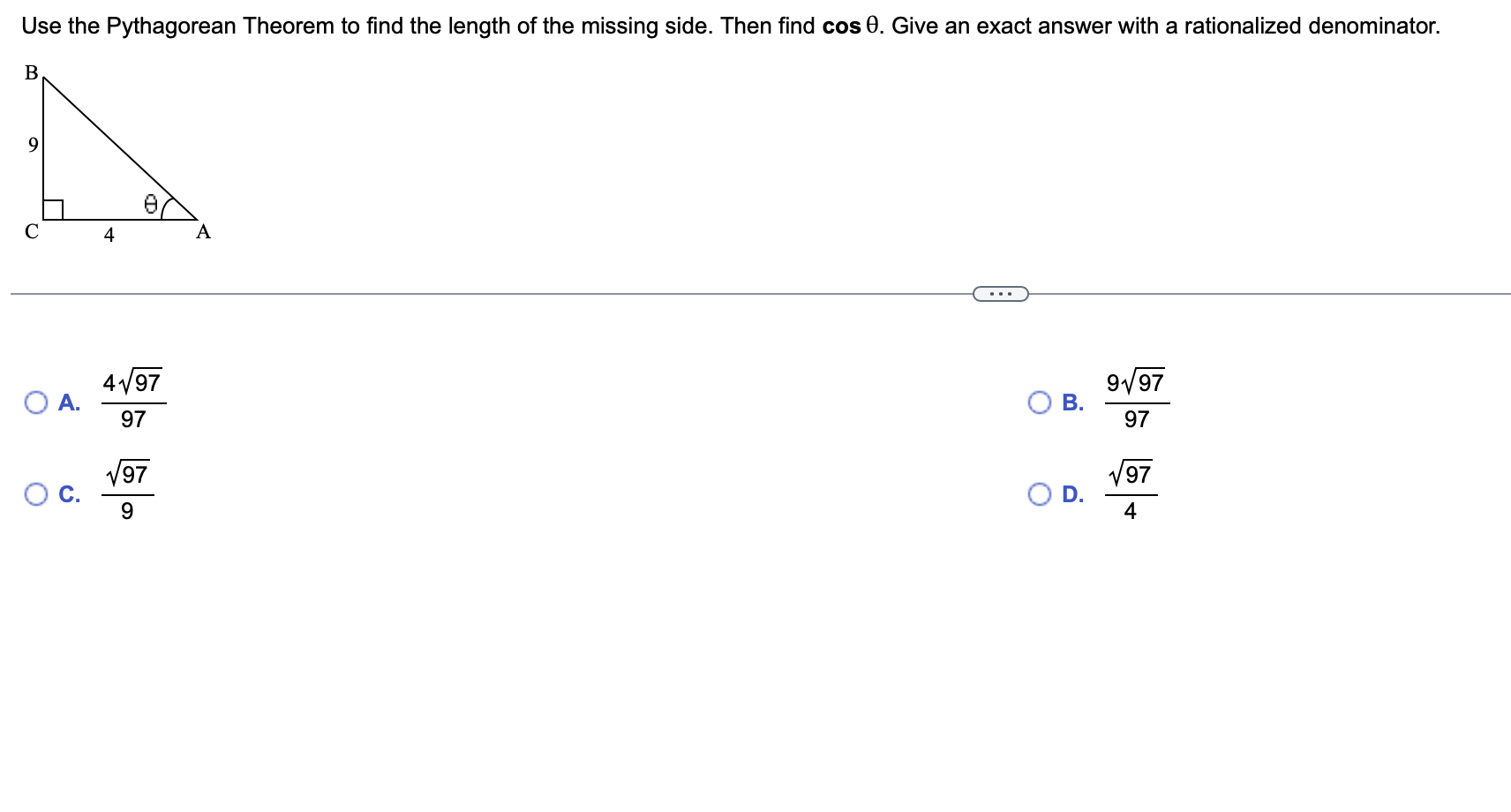 Solved Use the Pythagorean Theorem to find the length of the | Chegg.com