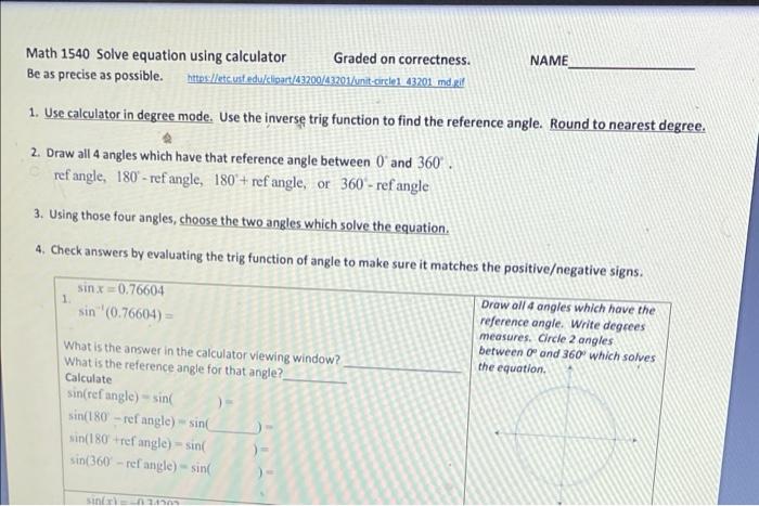 Solved Math 1540 Solve equation using calculator Graded on | Chegg.com