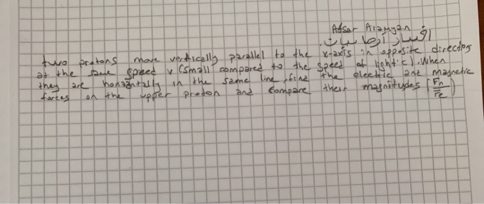 Solved Adser Aranyan two protons move vertically parallel to | Chegg.com