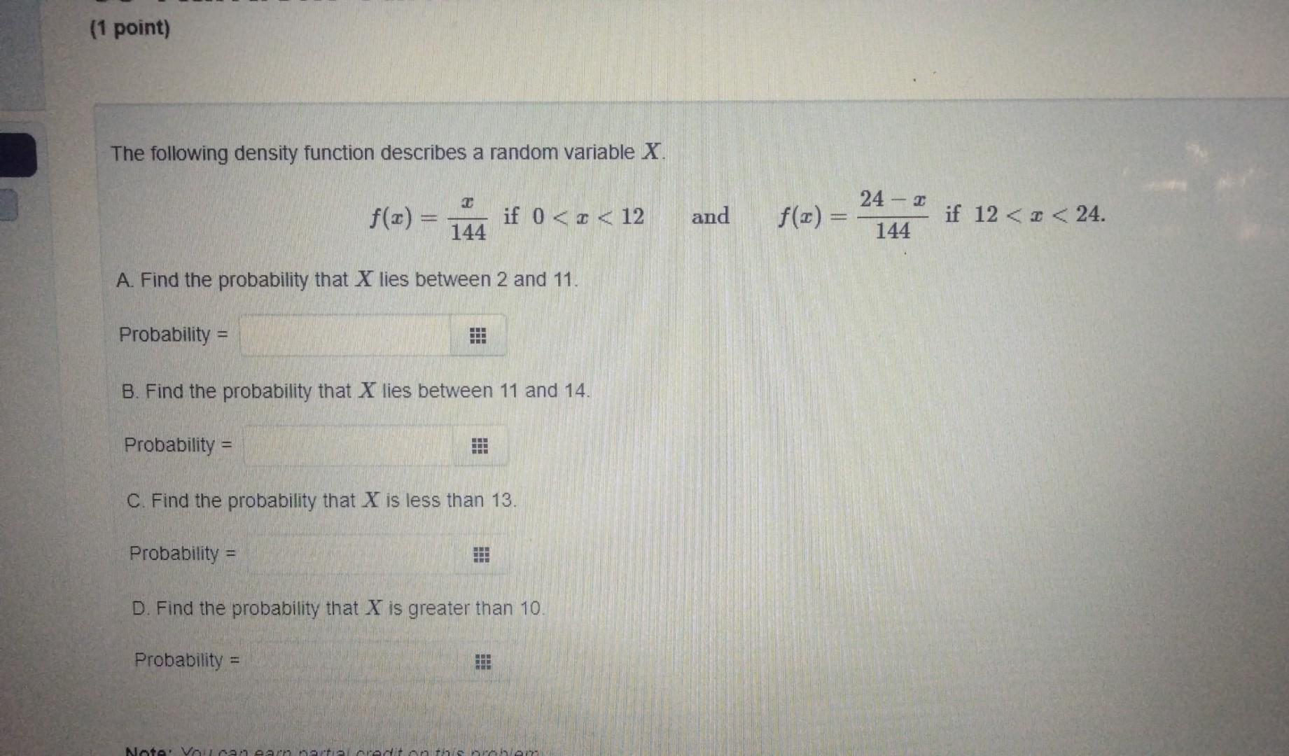Solved The following density function describes a random | Chegg.com