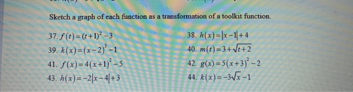 Solved Sketch a graph of each function as a transformation | Chegg.com