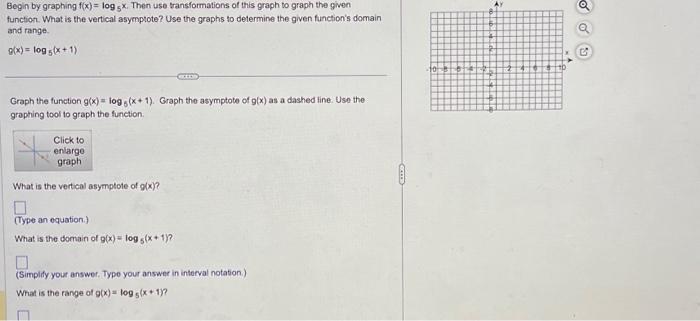 Solved Begin by graphing f(x)=log5x. Then use | Chegg.com