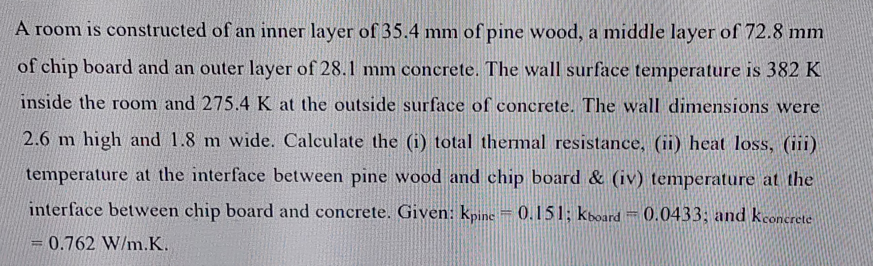 Solved A room is constructed of an inner layer of 35.4mm ﻿of | Chegg.com