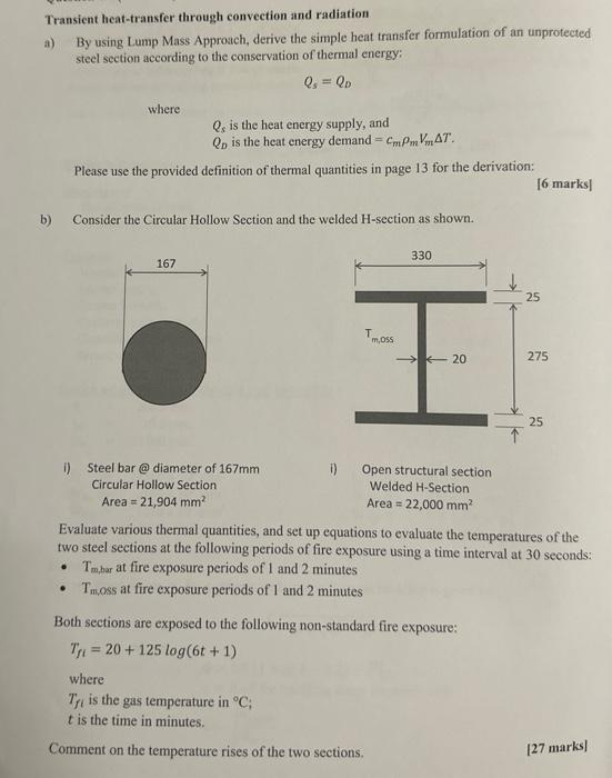 Solved Transient heat-transfer through convection and | Chegg.com