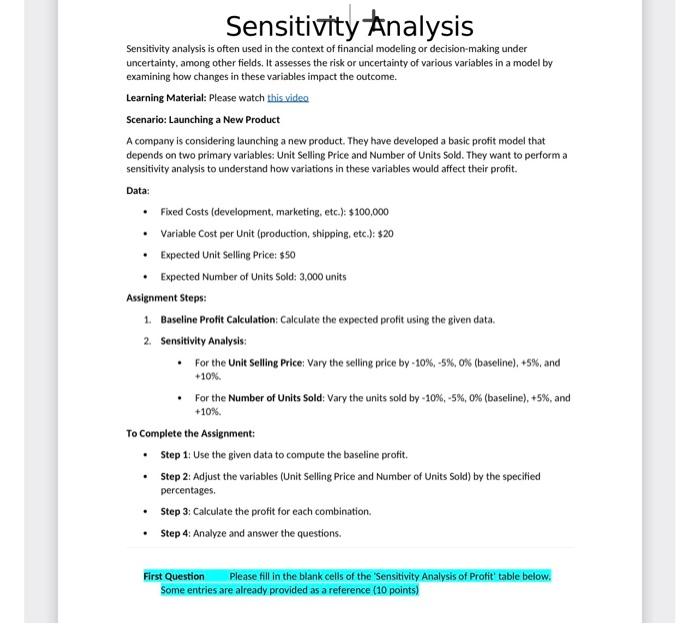 Solved Sensitivity analysis is often used in the context of | Chegg.com