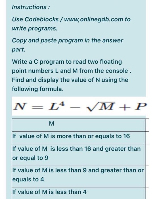 Solved Instructions: Use Codeblocks / www,onlinegdb.com to | Chegg.com