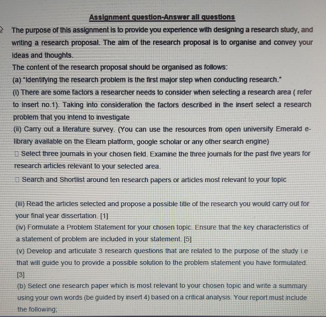 Solved Assignment question Answer all questions The purpose | Chegg.com