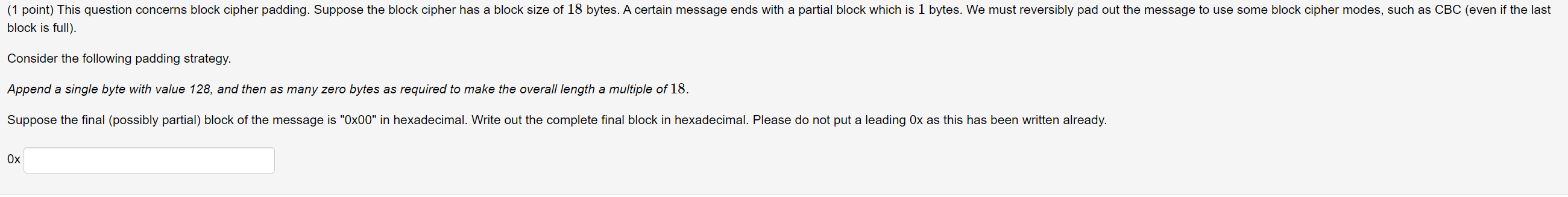 block is full).Consider the following padding | Chegg.com