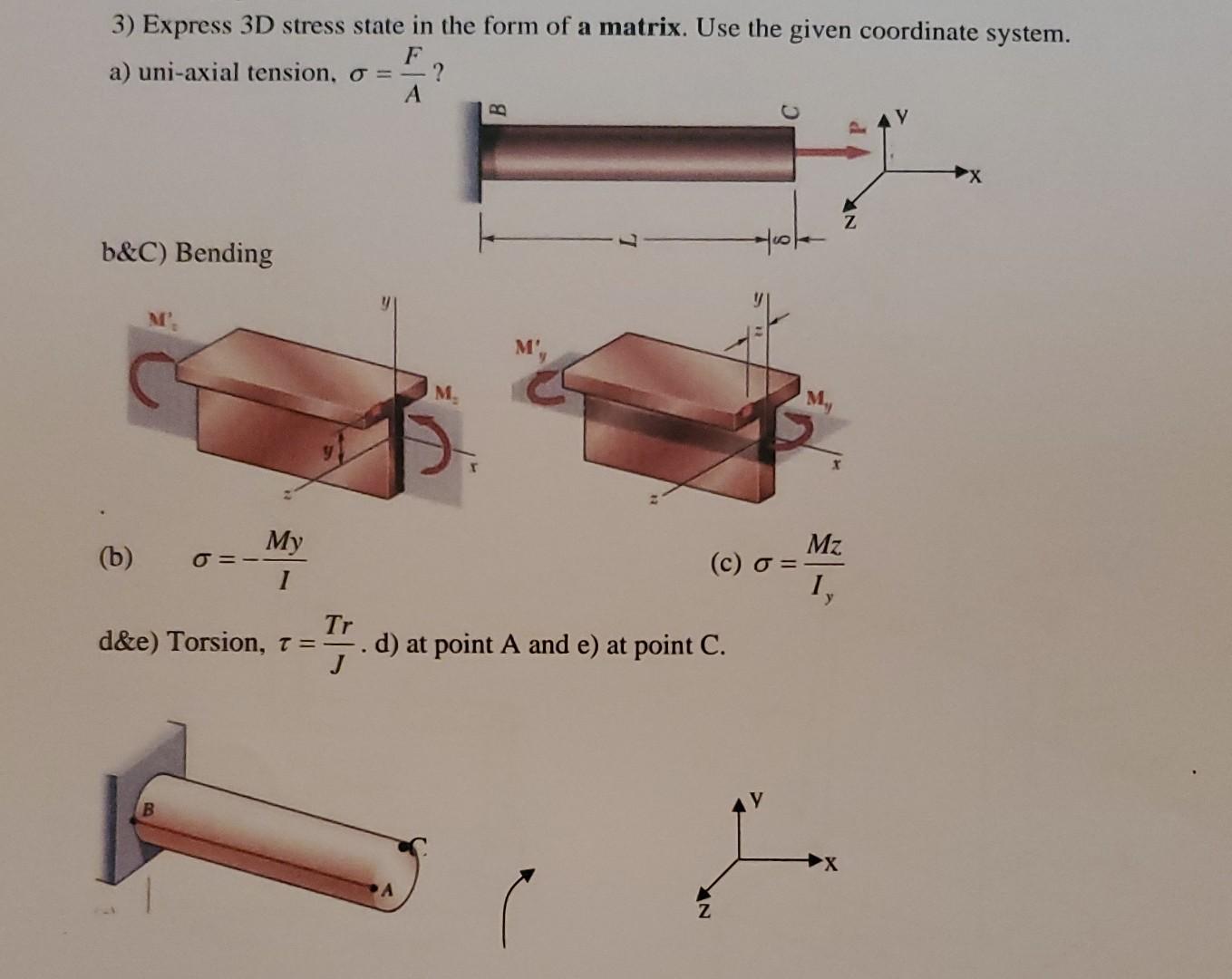 Solved 3) Express 3D stress state in the form of a matrix. | Chegg.com