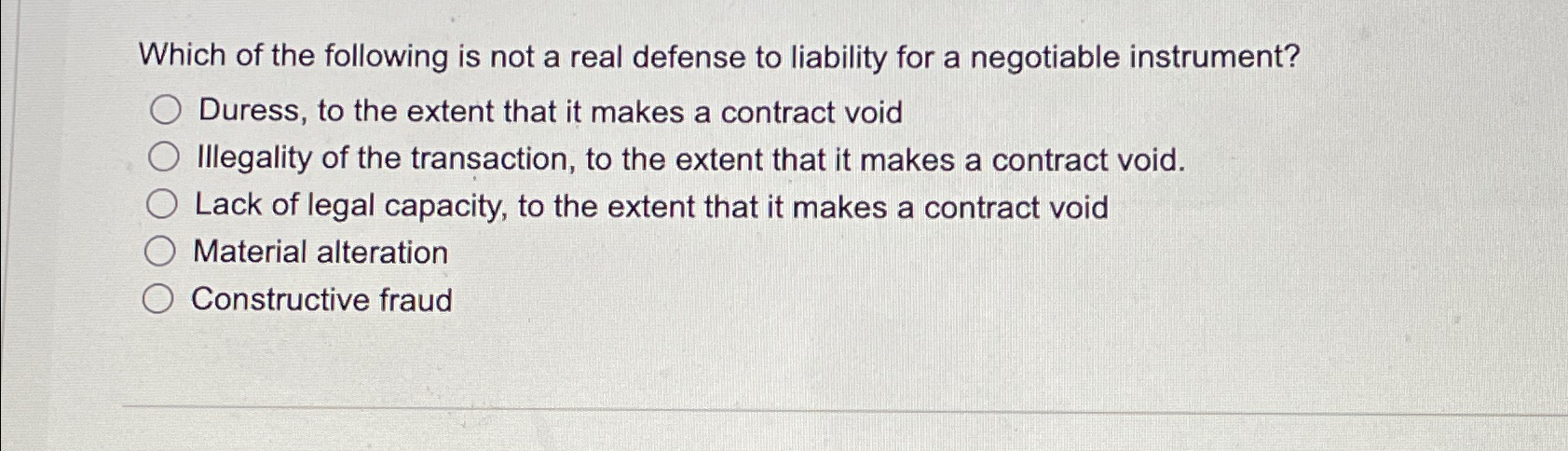 Solved Which of the following is not a real defense to | Chegg.com
