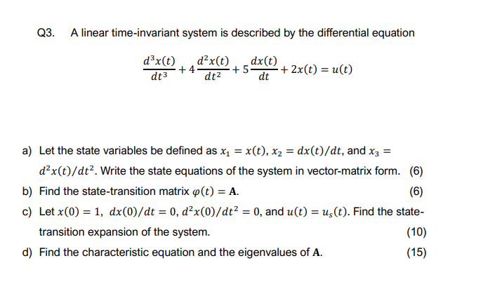Q3. ﻿A linear time-invariant system is described by | Chegg.com