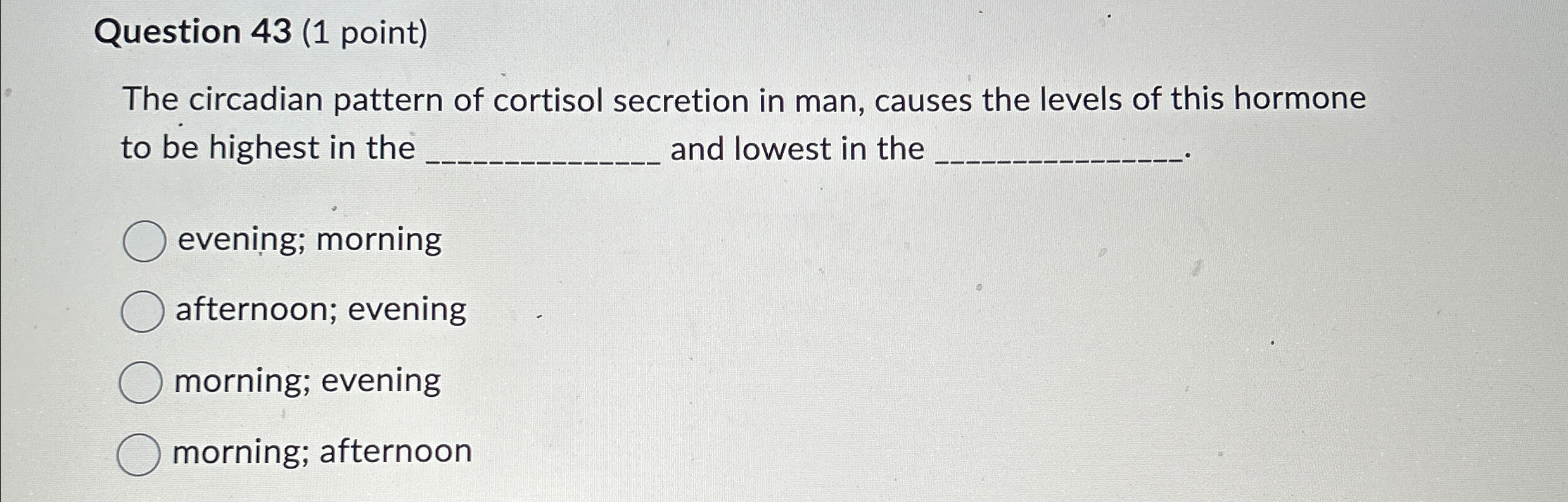 Solved Question 43 (1 ﻿point)The circadian pattern of | Chegg.com