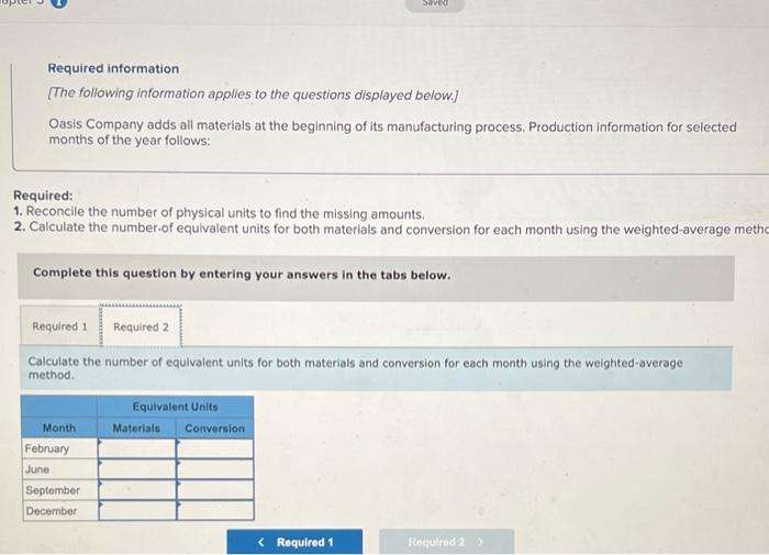 Solved Saved apter 3 Help in Required information [The | Chegg.com Solved Saved apter 3 Help in Required information [The | Chegg.com
