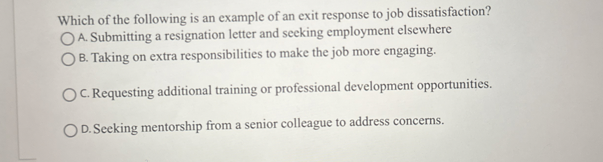 Solved Which of the following is an example of an exit | Chegg.com