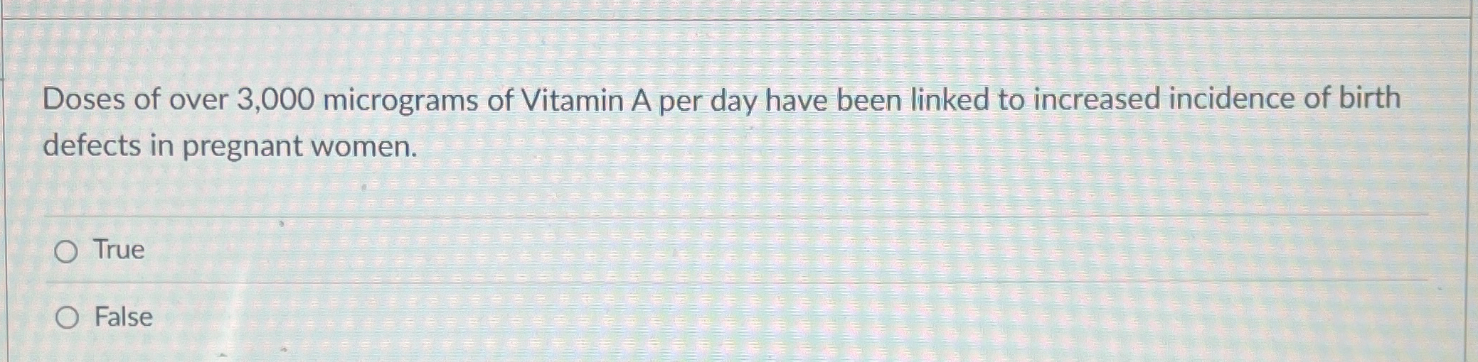 Solved Doses of over 3,000 ﻿micrograms of Vitamin A per day | Chegg.com