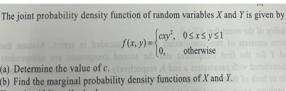 Solved The joint probability density function of random | Chegg.com