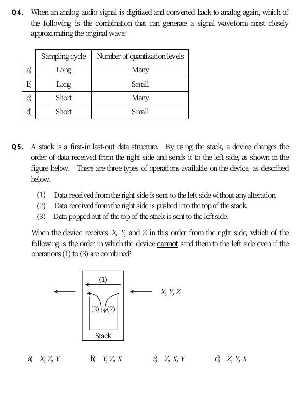 Solved Q4 When An Analog Audio Signal Is Digitized And 