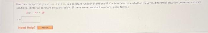 Solved Use the concept that y = c, -00