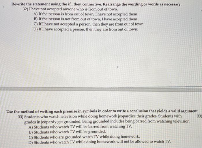 Solved Rewrite the statement using the if..then connective. | Chegg.com
