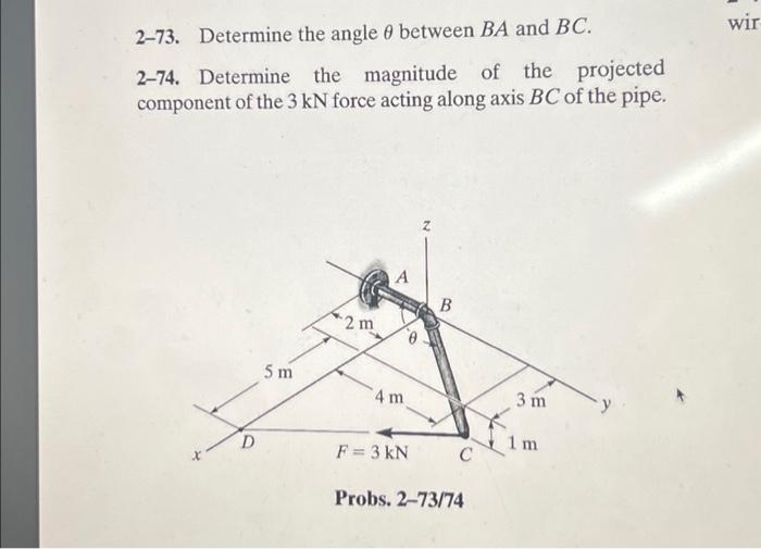 Solved 2-73. Determine the angle between BA and BC. 2-74. | Chegg.com