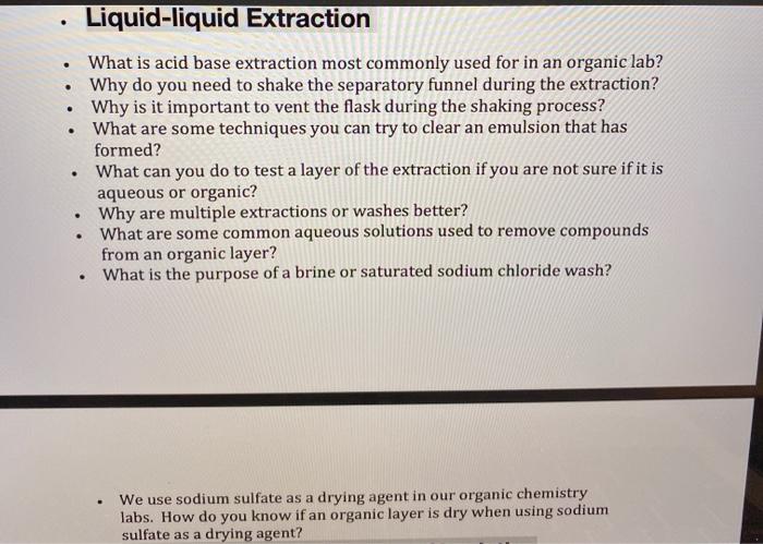 Solved . Liquid-liquid Extraction What is acid base | Chegg.com