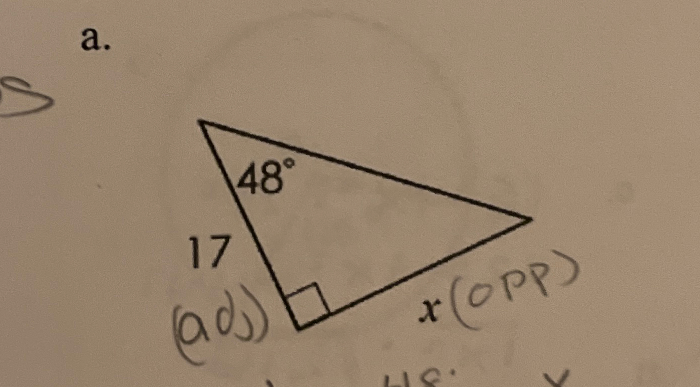 Solved use the sin, ﻿cos, ﻿tan, ﻿to solve for missing side | Chegg.com