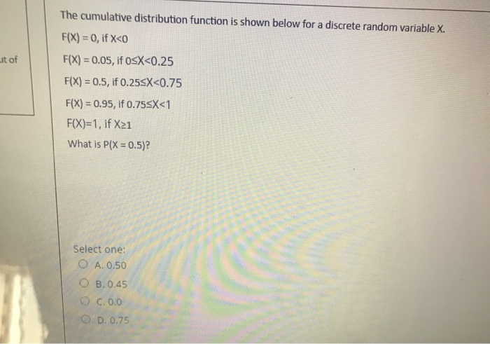 Solved The cumulative distribution function is shown below | Chegg.com
