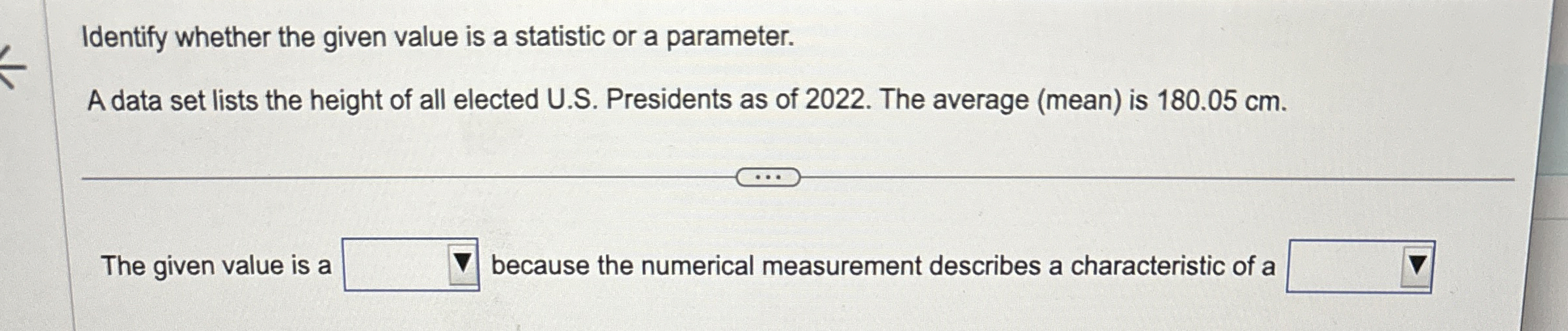 Identify whether the given value is a statistic or a | Chegg.com