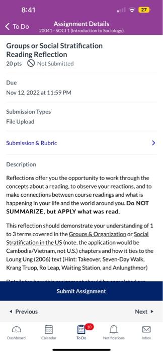 Description Reflections offer you the opportunity to | Chegg.com