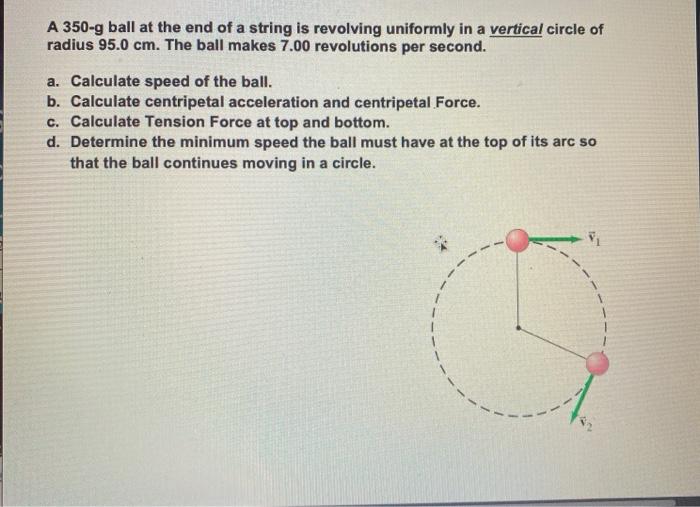 Solved A 350-g ball at the end of a string is revolving | Chegg.com