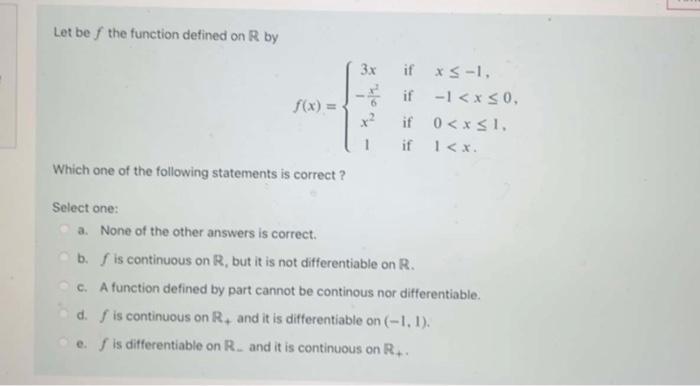 Solved Let be f the function defined on R by | Chegg.com