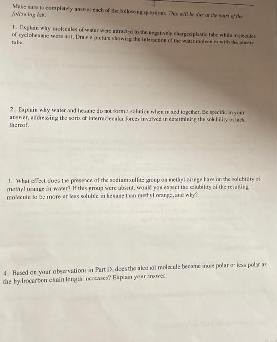 Solved Make sure to completely answer each of the following | Chegg.com