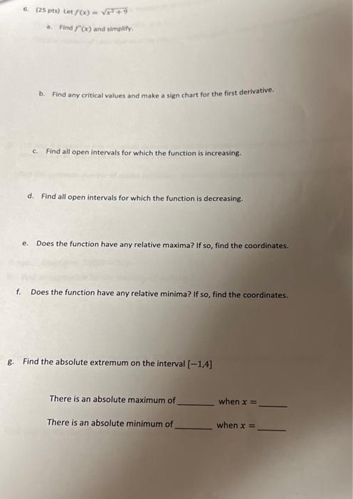2. (15 pts) Sketch the graph of a function with these | Chegg.com
