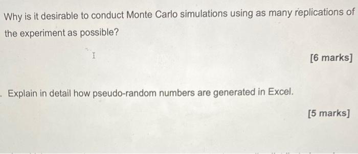 Solved a) Monte Carlo simulation has its origin in physics. | Chegg.com