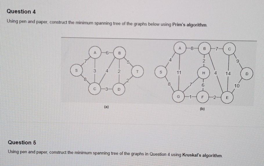 Solved Question 4 Using pen and paper, construct the minimum | Chegg.com