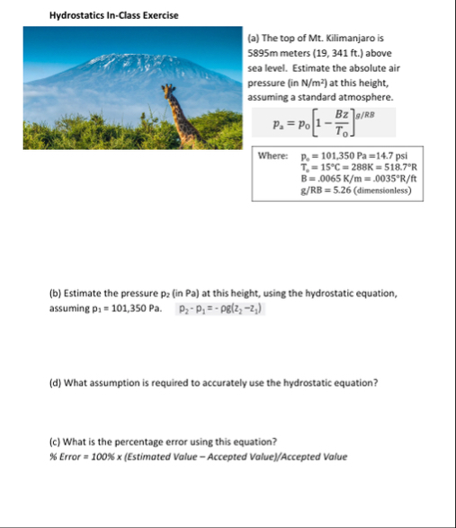 Solved (a) ﻿The top of Mt. ﻿Kilimanjaro is 5895 ﻿m meters | Chegg.com