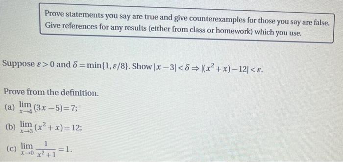 Solved Prove statements you say are true and give | Chegg.com