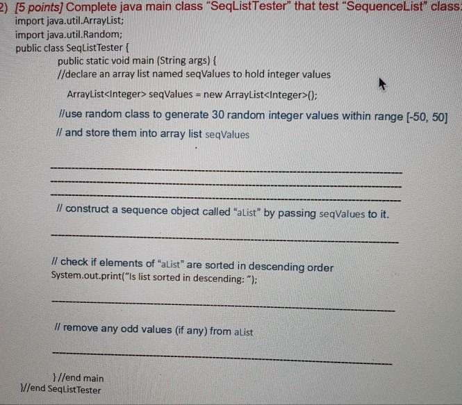 Solved Consider the following "SequenceList" class: import | Chegg.com