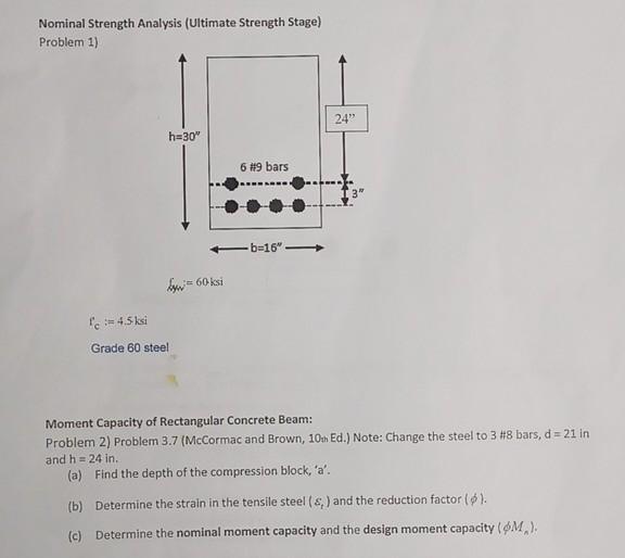 Solved Nominal Strength Analysis (Ultimate Strength Stage) | Chegg.com