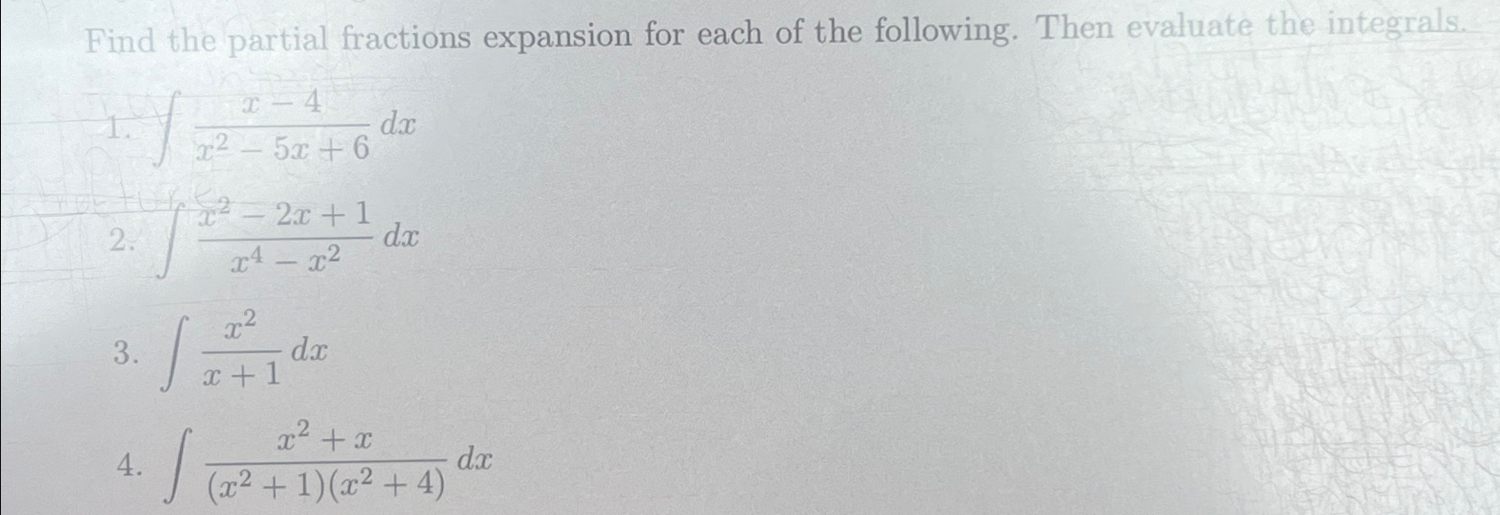 Solved Find the partial fractions expansion for each of the | Chegg.com