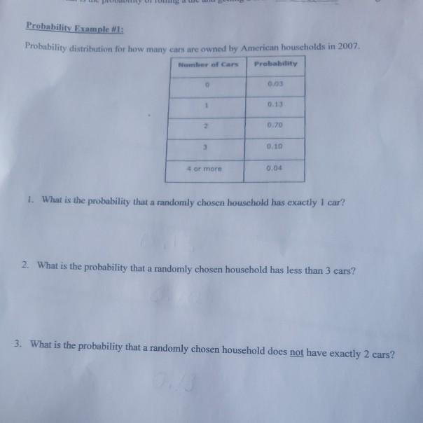 Solved Probability Example #1: Probability distribution for | Chegg.com