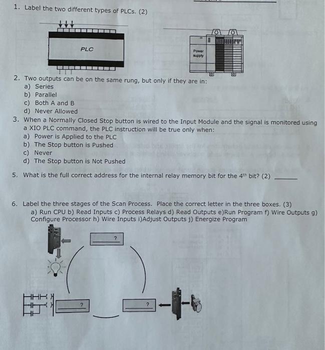 Solved 1. Label the two different types of PLCs. (2) 2. Two | Chegg.com