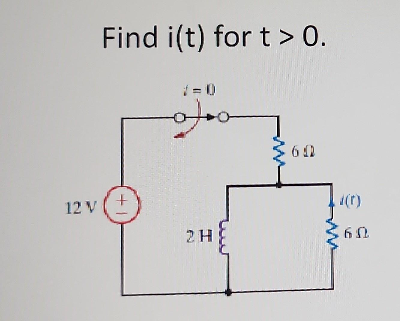 Solved Find i(t) for t>0. | Chegg.com