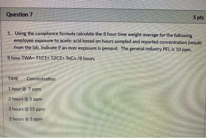 Solved Question 7 5 pts 1. Using the compliance formula | Chegg.com