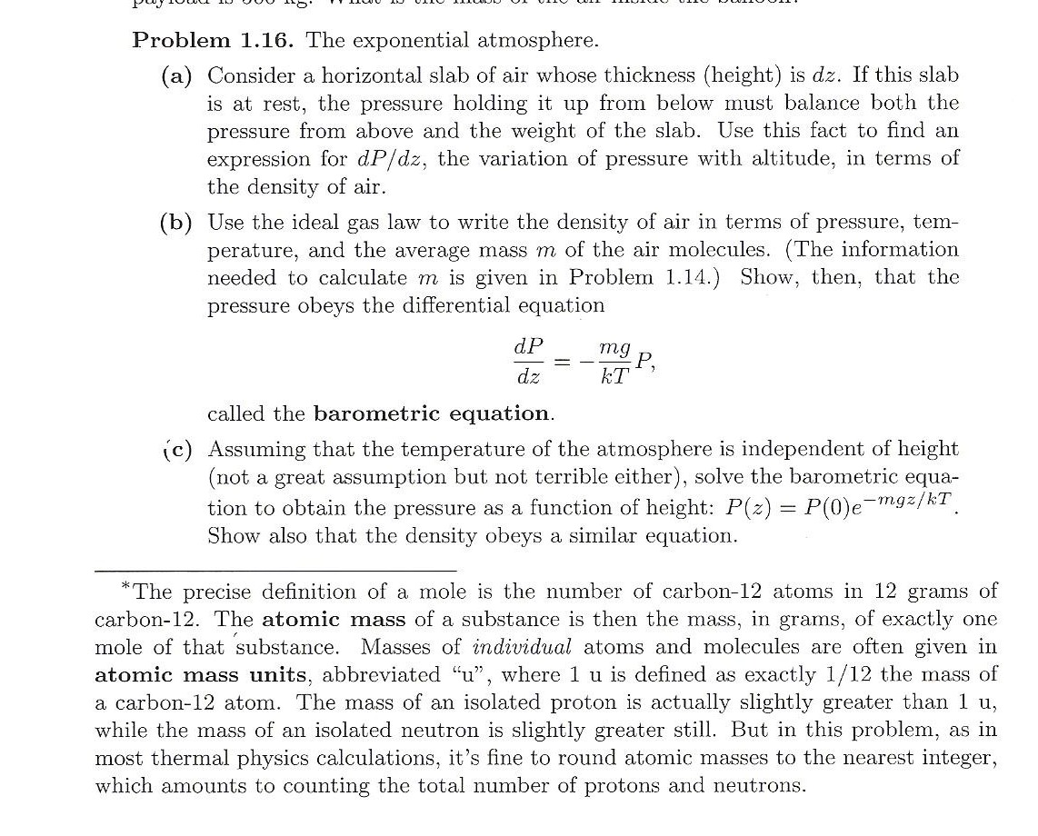 The exponential atmosphere. Consider a horizontal | Chegg.com