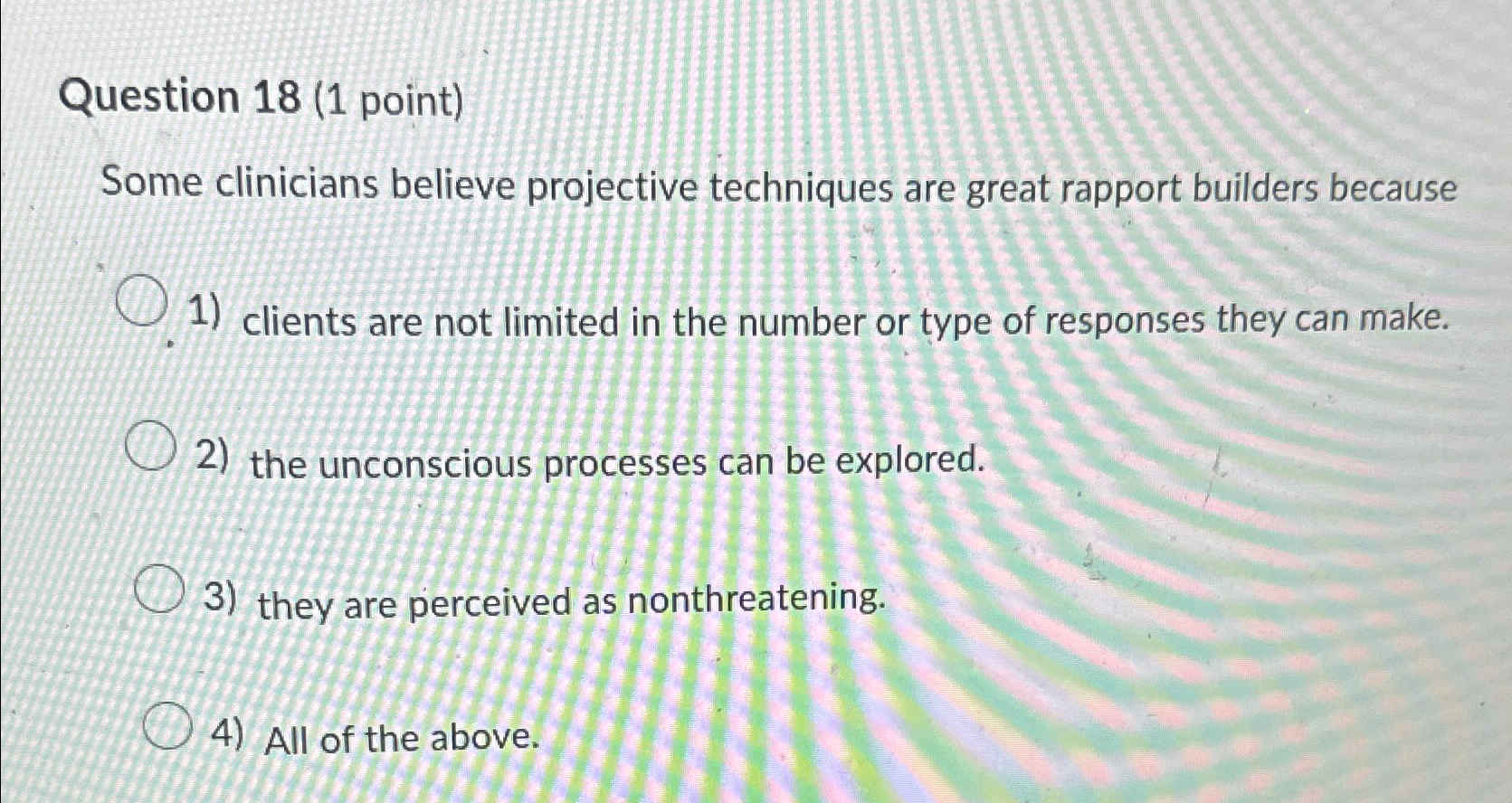 Solved Question 18 (1 ﻿point)Some clinicians believe | Chegg.com