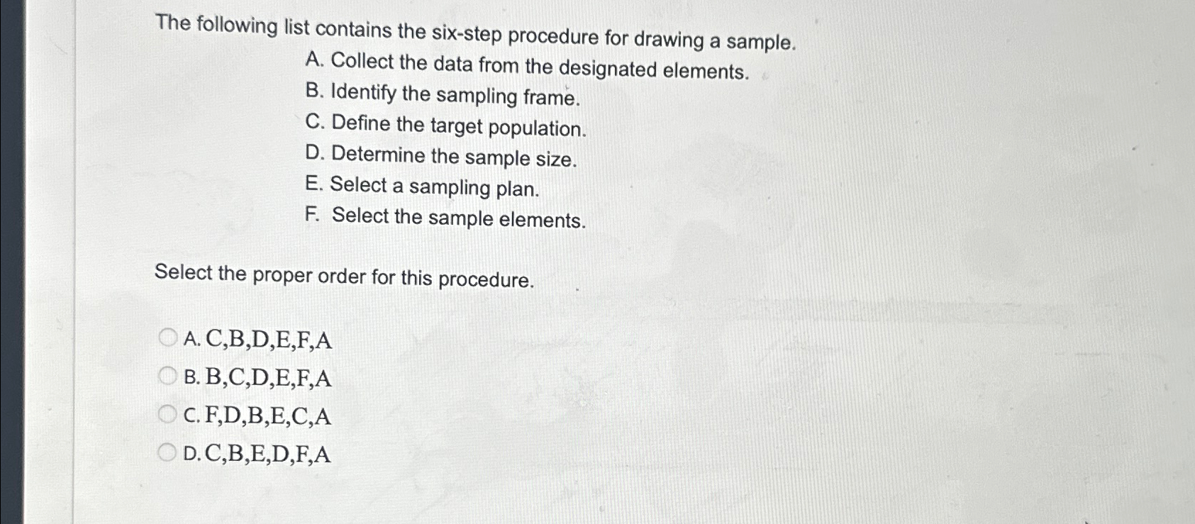 Solved The following list contains the six-step procedure | Chegg.com